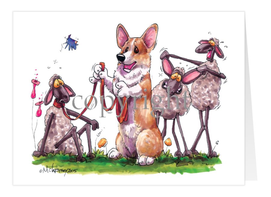 Welsh Corgi Pembroke - Sheep Mocking Corgi Ears - Caricature - Card ...